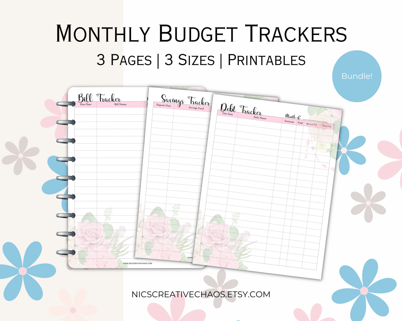 Budget Printables - Monthly Bill Trackers, Savings Challenges and ...